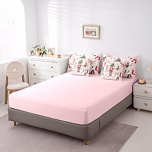 Erosebridal Pink Christmas Bed in A Bag with Sheets Full Plaid Nutcracker 7 Piece Comforter Set Christmas Nutcracker Bedding Set for Kids Girls Adults,Winter Xmas Holiday Bedding Comforter Sets