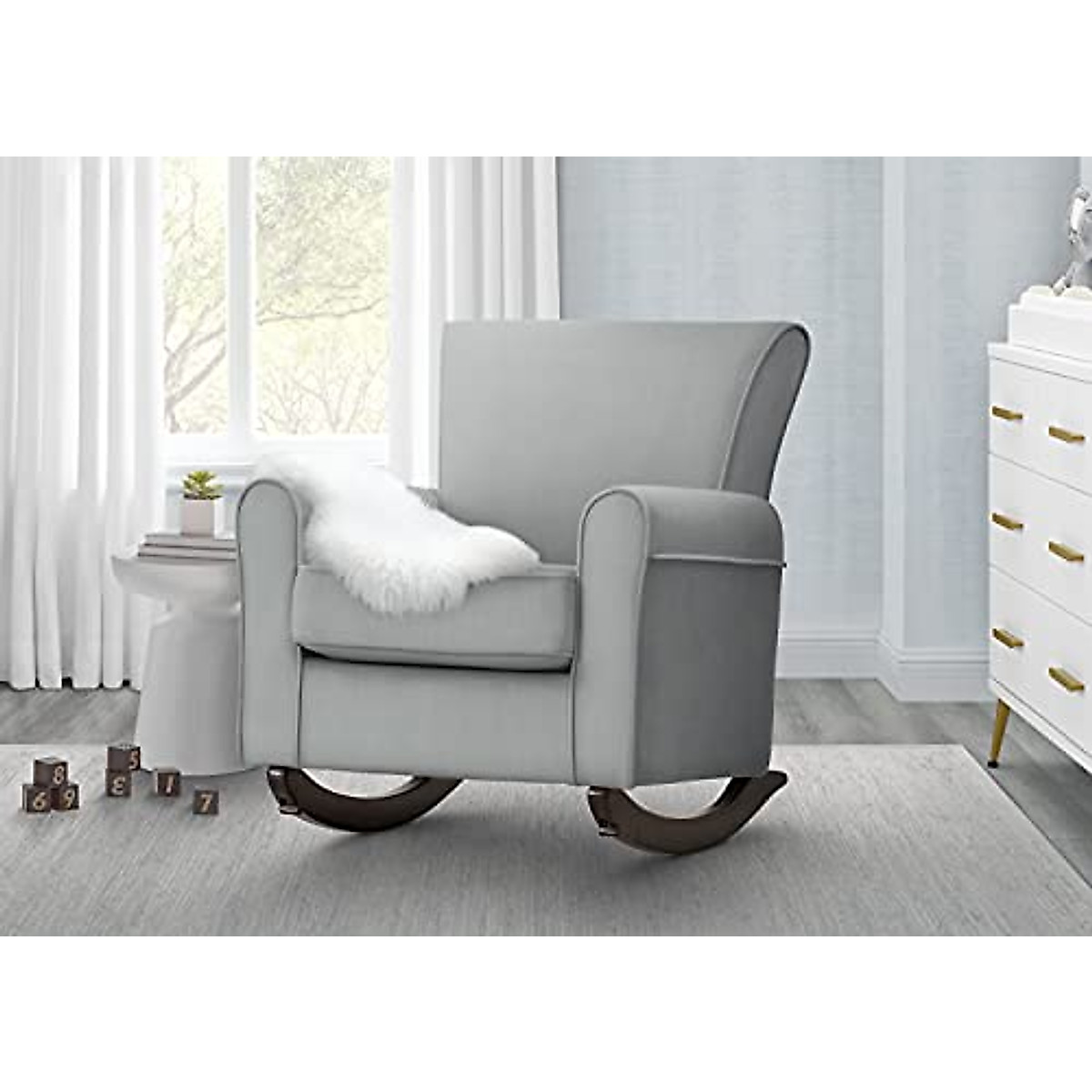 Delta Children Lancaster Rocking Chair Featuring Live Smart Fabric, Mist