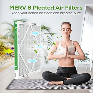 Air Filter 12x12x1, TRIGHTFILTERS MERV 8 Pleated HVAC AC Furnace Filters, 6-Pack Furnace Air Filter for Vent, Air Conditioner, Cleaner Machine, MPR 600