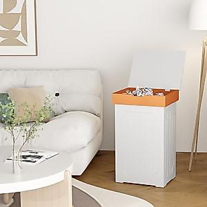 JEROAL Wood Kitchen Trash Can, Trash Can Cabinet, 23 Gallon Large Kitchen Garbage Cabinet with Lid, Dog Proof Trash Can, Recycle Trash Bin for Kitchen, Bathroom Home and Outdoor, White