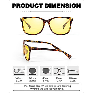 SIPHEW Night Driving Glasses for Women Men, Polarized Night Vision Glasses Anti-glare Yellow Tinted Lens for Nighttime/Foggy