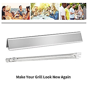 Derurizy 62752 7620 Grill Replacement Parts for Weber Genesis 300 Series Gas Grill, Weber Genesis E310 E320 E330 S310 S320 S330 EP310 EP320 EP330, 17.5" Flavorizer Bars and 19.5" Burner Tube Kit