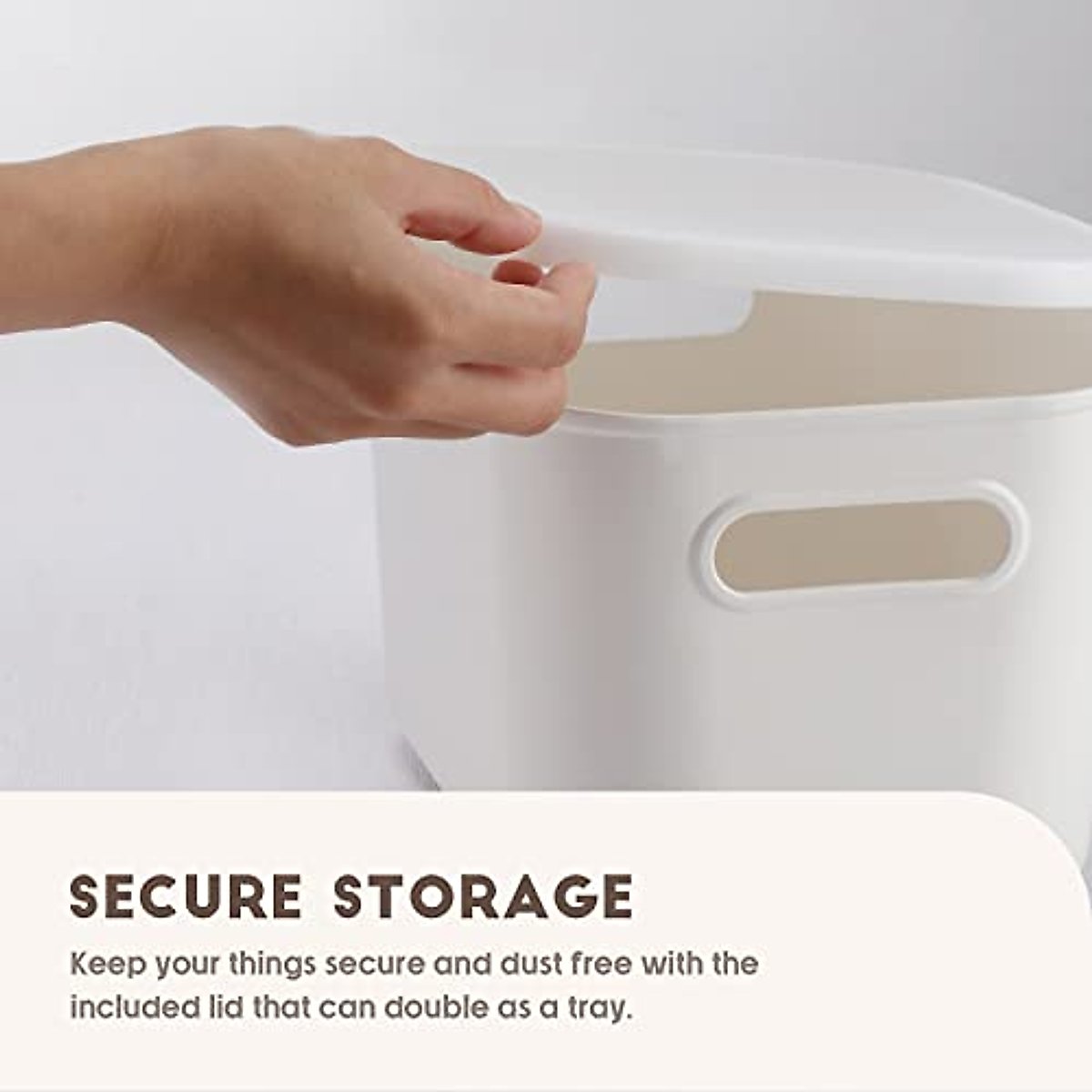 Tuanse 8 Pieces Plastic Storage Bins with Lids White Storage Box with Handle Stackable Containers with Lids for Organizing White Bins Small Storage Basket with Lid for Table (7.3 x 10.2 x 6.5 Inches)