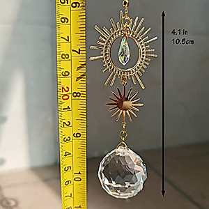 Boho Suncatcher for Window, Handmade Crystal Suncatcher Beads Ornament, Hanging Crystal Window Prism Ball Pendant, 30mm Rainbow Maker Decor Gift, Stained Glass Sun Catchers for Garden Car Decoration