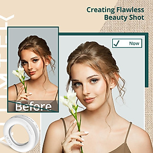 ATUMTEK Selfie Ring Light for Phone with 3 Light Temperatures, Portable Rechargeable Clip-on Ring Light with 48 LEDs for Mobile, Laptop, Zoom Meeting, Makes up, Video Calls, Streaming, Selfies