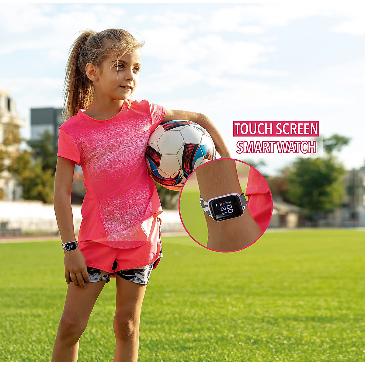 Gabba Goods 2 Piece SmartWatch and Headphones Smart Tech Pack Time and Date Step Counter Heart Rate/Blood Pressure Drink Reminder Message Notification Sleep Monitor Calories Burned Find Watch