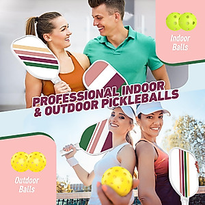 Pickleball Paddles,Sprypals Pickleball Paddles Set of 4 Premium Wooden Pickleball Paddle with Pickleball Balls & Portable Pickleball Bag Tote for Beginners & Pros