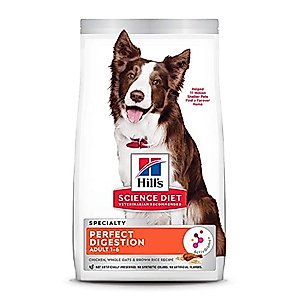 Hill's Science Diet Adult Dry Dog Food, Perfect Digestion, Chicken, Brown Rice, & Whole Oats Recipe, 12 lb. Bag