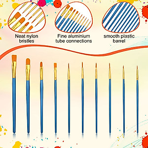 12 Sets Painting Set with 7.09 x 9.45 Inch Easels, 144 Pcs Painting Supplies Kit Including 12 Pcs Wood Easels, 12 Packs of 10 Style Paintbrushes, 12 Pcs Palettes for Kids Adults Art Drawing Party