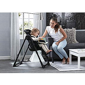Jeep Classic Convertible 2-in-1 High Chair for Babies and Toddlers with Adjustable Height, Recline & Footrest - Dishwasher Safe Meal Tray, Midnight Black