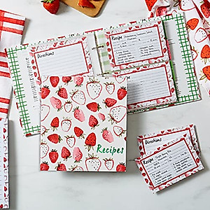 C.R. Gibson Strawberry Fields Pocket Page 3-Ring Card Book Binder Recipe Cards & Holder, 8.32" W x 9.4" L, Multicolor