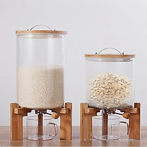 Rice Storage Container, Sealed 10 Lb Dry Food Grain Storage Container Rice Dispenser Portable Handle with Sprue for Flour Pasta Cereal and Baked Pet Dog and Cat Food Containers