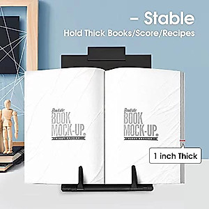 Desktop Document Holder Stand with 7 Adjustable Positions, Black Metal File Organizer Management Copyholder for Typing Speech Reading A4 Letter Music Book Tablet Office, with Paper Clip and Line Guide