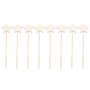 STOBOK Princess Fairy Wand Stick: 8PCS Unfinished Wooden DIY Crafts Star Magical Wand for Girls Art Show Cosplay Costume Party
