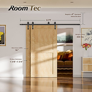 6FT Bypass Sliding Barn Door Hardware Kit, Single Track for Double Door,Heavy Duty,Basic I Pulley,Slide Smoothly Quietly,Easy Install (No Door)