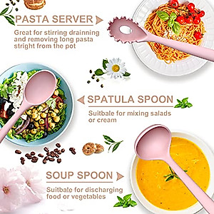 Silicone Cooking Utensils Set- Pink Heat Resistant Kitchen Utensils, Fungun Kitchen Utensil Spatula with Holder, BPA Free Kitchen Gadgets Tools Set for Nonstick Cookware, Dishwasher Safe