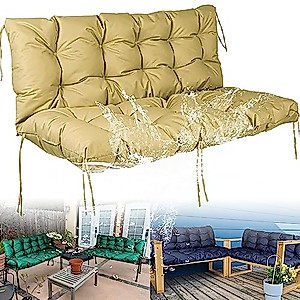 AHWEKR Outdoor Swing Cushions, Waterproof Bench Cushion for Outdoor Furniture 2-3 Seater Washable Swing Replacement Cushions, Outdoor Sofa Replacement Cushions 32 x 40 x 5 inches,Khaki