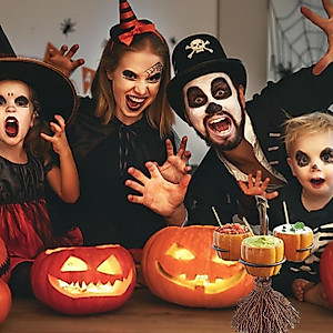 BWDCQMX Halloween Candy Holder Cupcake Stand Pumpkin Bowl Halloween Decor Witch Broom Design Candy Holder Orange Halloween Table Centerpieces Cute Decor for Halloween Parties