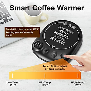 Bsigo Coffee Mug Warmer Candle Mug Warmer for Home & Office, Electric Smart Coffee Warmer for Desk, Beverage Tea Coffee Cup Warmer with 3-Temp Settings, 1-12h Timer Auto Shut Off Portable Warmer Plate