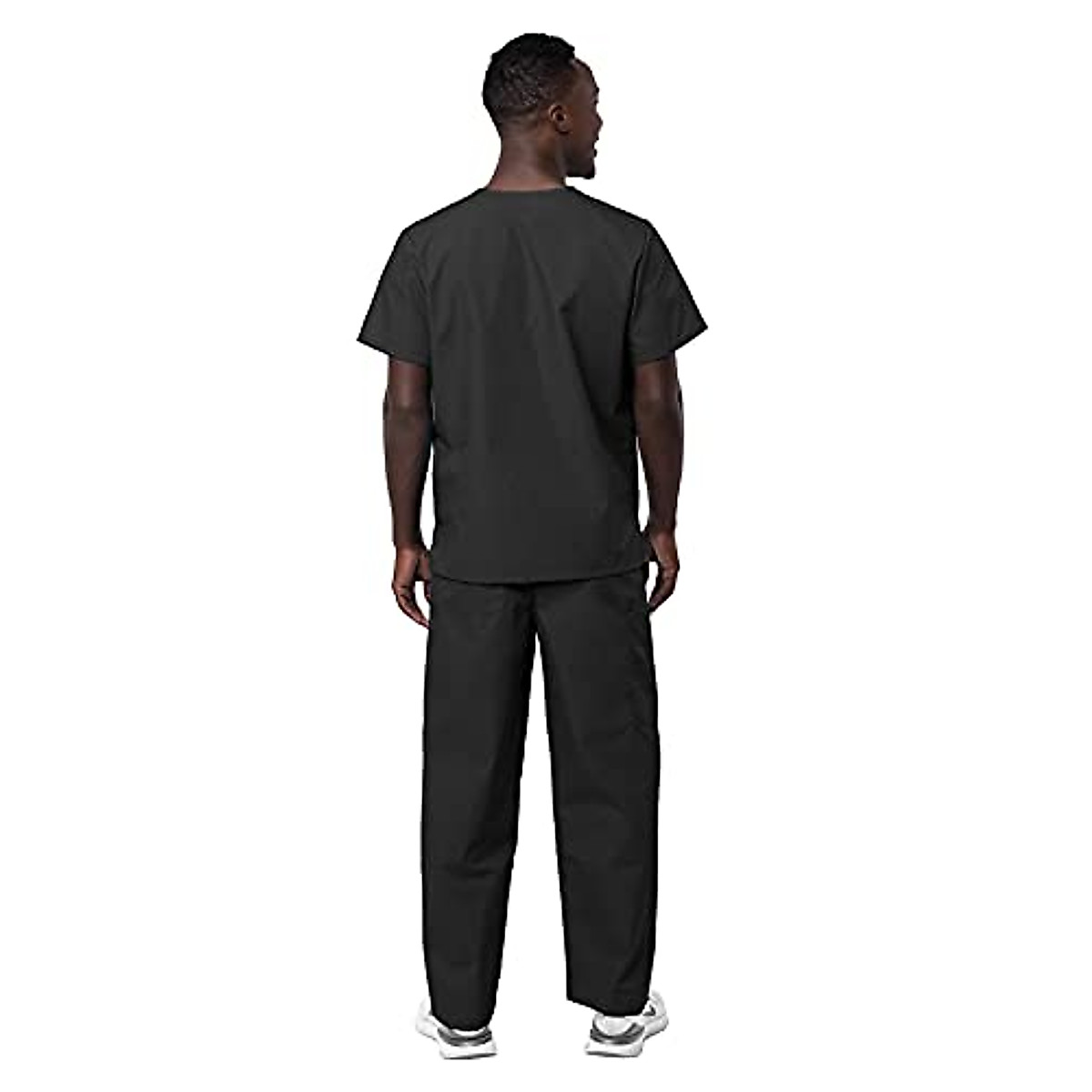 Sivvan Unisex Scrubs - Classic V-Neck Top & Drawstring Pants Scrub Set - S8400 - Black - M