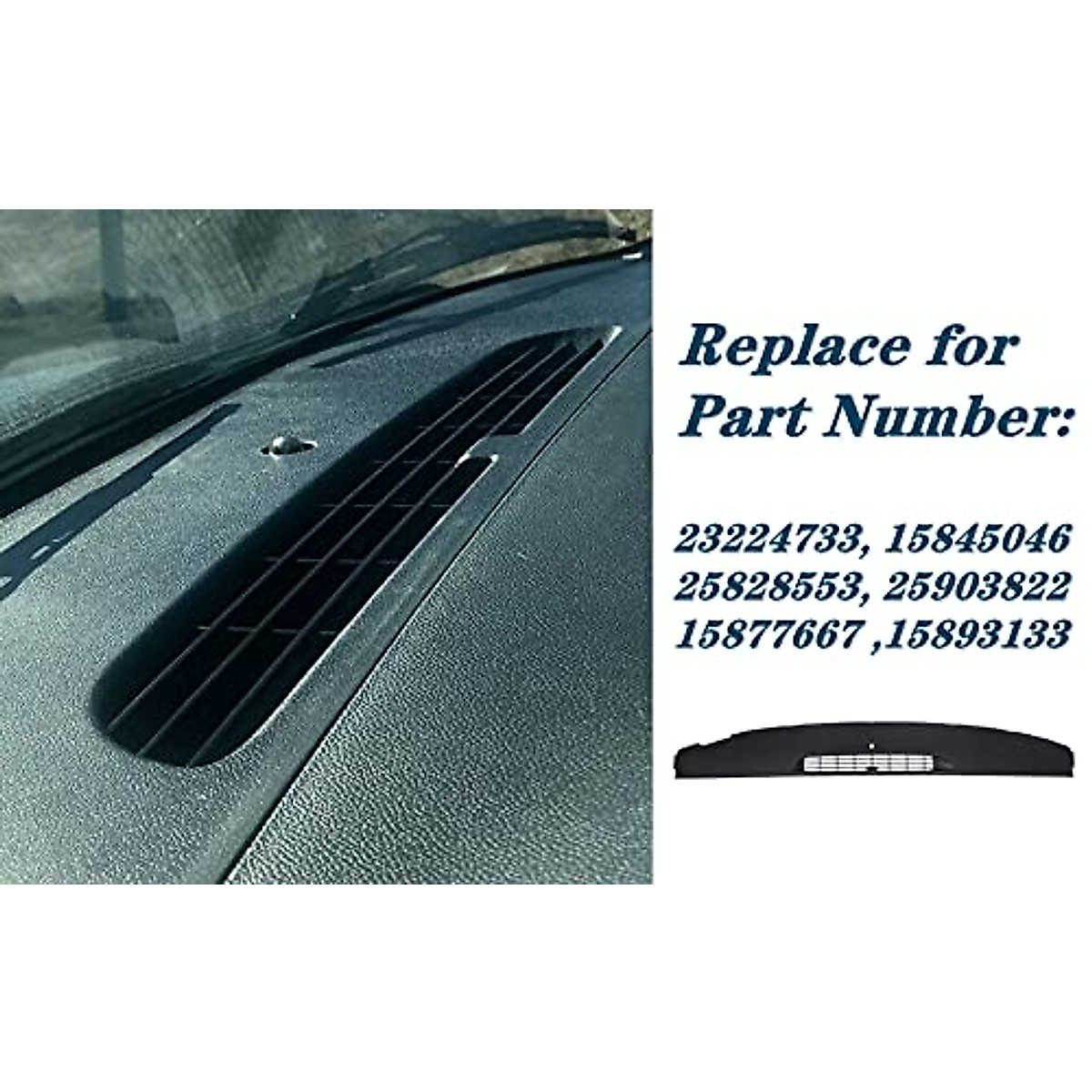 7BLACKSMITHS Dashboard Panel Compatible with 2007-2013 Chevy Silverado Tahoe Yukon Sierra Escalade Black Front Upper Dash Replacement for 23224733 Defrost Vent Trim Panel