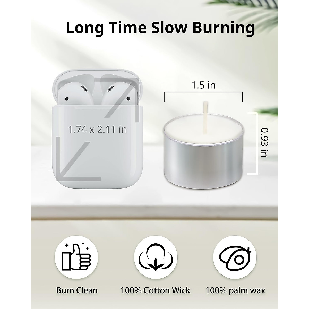 Tea Candles 100 Pack - 8 Hour Burn Time,Unscented Tea Lights Candles for Shabbat, Weddings, Christmas, Home Decor