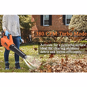 Pro Chaser Battery Powered Cordless Blower - 380 CFM with 2 X 4.0Ah 20V Batteries & Fast Charger, Lightweight Electric Leaf Blowers, 2 Variable Speed, Ideal for Yard, Patio & Sidewalk