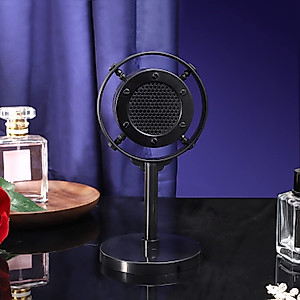 Facmogu Antique Diaphragm Condenser Microphone Props, Ancient Fake Plastic Mic from 1930s - 1940s, Vintage Retro Microphone Props for Holiday Party Shooting - Black
