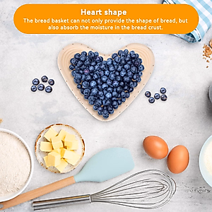 Banneton Proofing Basket, Heart Shaped Rattan Bread Basket with Proofing Liner Cloth for Sourdough Bread Making, Handmade Bread Proofing Basket Brotform Baking Bowl Dough Gifts 7.1 x 6.1 x 3.0in