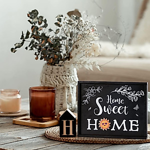 WERNNSAI Home Sweet Home Sign - Interchangeable Holiday Decor with 12 Piece Wooden Changeable Holiday Magnets Seasonal Icon Wood Sign for Desktop Kitchen Bedroom Xmas House Warming Gifts