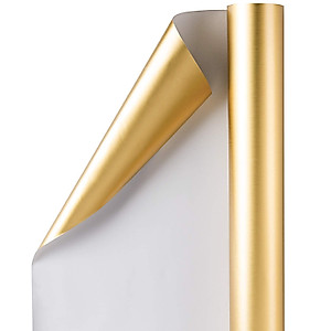 RUSPEPA Gold Metallic Wrapping Paper-81.5 Sq Ft-Solid Color Paper Perfect for Wedding,Birthday,Christmas,Baby Show -30Inch X 32.8Feet