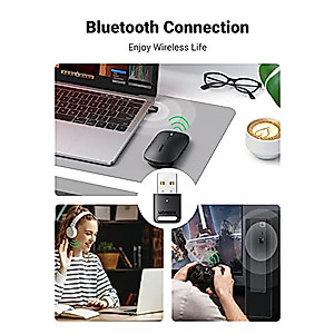 UGREEN USB Bluetooth Adapter for PC Bluetooth 5.0 Dongle Receiver Support Windows 11/10/8.1/7 Desktop Laptop Compatible with Headphones Printer Speaker Mouse Keyboard PS4/ Xbox Controllers