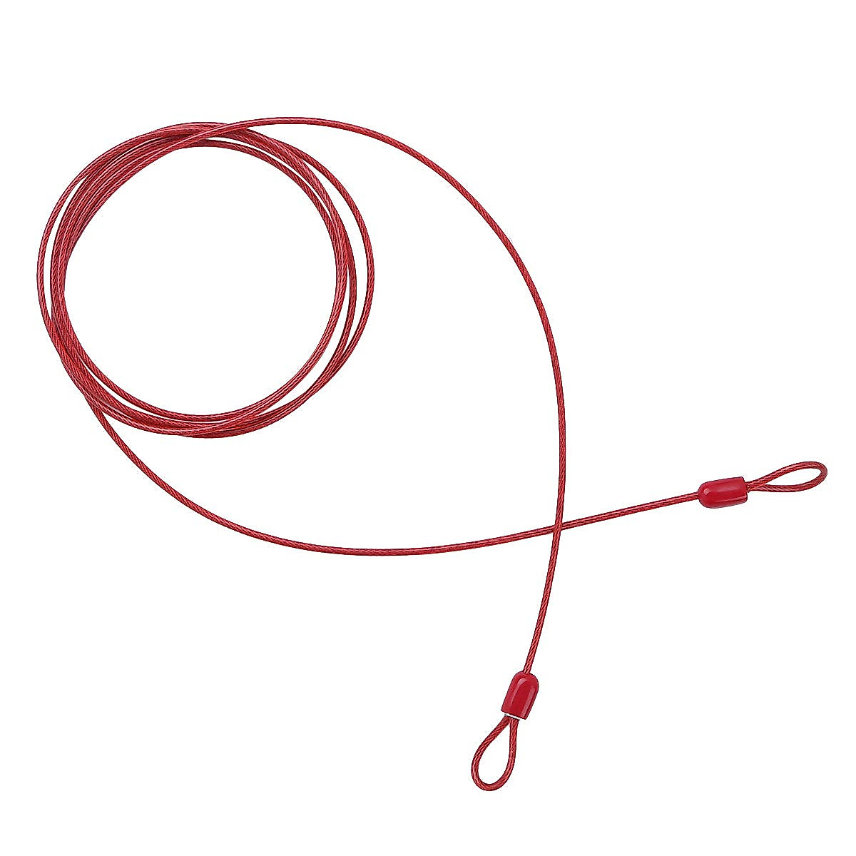 YOOJIA 2Pcs 2M Braided Steel Luggage Cable Safety Lock Security Wire with Double-Looped for Gates Lock U-Lock Padlock Disc Lock Red One Size