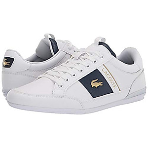 Lacoste Mens Chaymon Sneakers, White/White Leather, 9.5