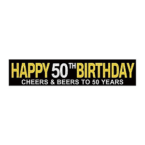 Large Happy 50th Birthday Banner, Cheers to 50 Years & 50 Fabulous, Birthday Hanging Banner, Birthday Party Supplies, Celebration Flag, Birthday Party Sign Decorations, Home Indoor Outdoor Party Decoration (9.8 x 1.6 ft)