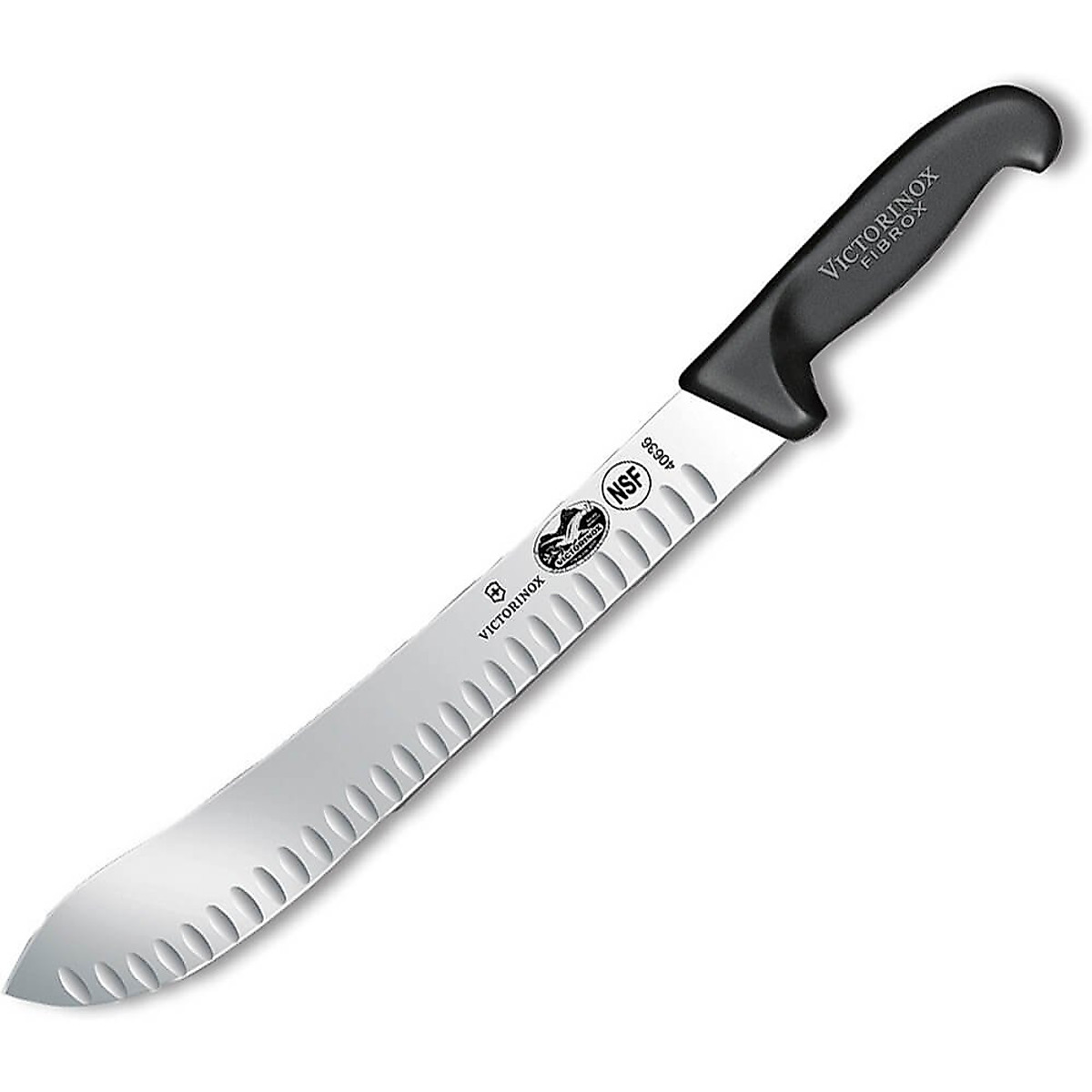 Victorinox Butcher, 12" Straight, Granton, Black Fibrox Pro Handle