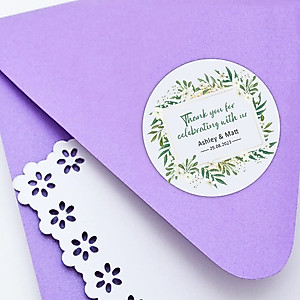 2" Round Stickers Floral Rose Flower Thank You Design for Letters Package Decoration Wedding Address Sticker