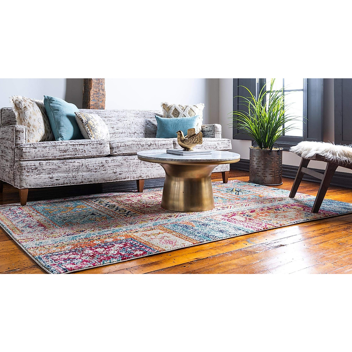 Rugs.com El Paso Collection Rug – 4' x 6' Multi Medium Rug Perfect for Living Rooms, Large Dining Rooms, Open Floorplans