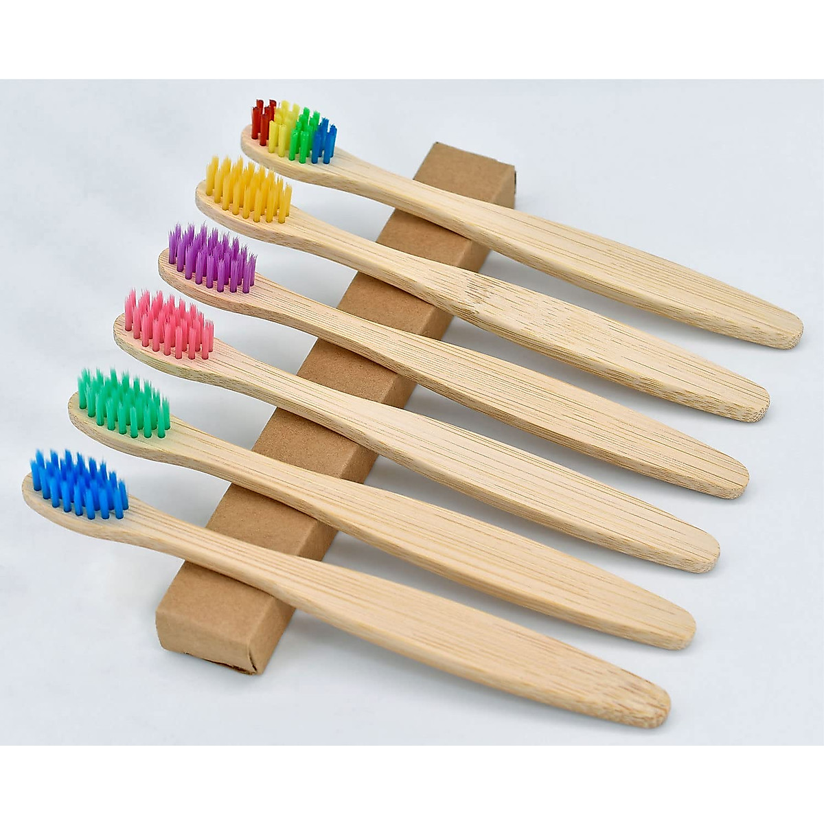 OUTIN Bamboo Toothbrushes for Kids, Childrens Manual Brushes Bulk 10 Packs,3+ Years Organic Oral Tooth Cleaning Toothbrush