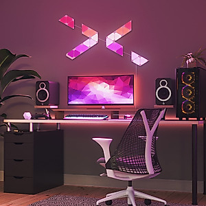 Nanoleaf Shapes WiFi and Thread Smart RGBW 16M+ Color LED Dimmable Gaming and Home Decor Wall Lights Expansion Pack (Mini Triangles (10 Pack))