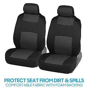 BDK PolyPro Car Seat Covers Full Set in Charcoal on Black – Front and Rear Split Bench for Cars, Easy to Install Cover Set, Accessories Auto Trucks Van SUV