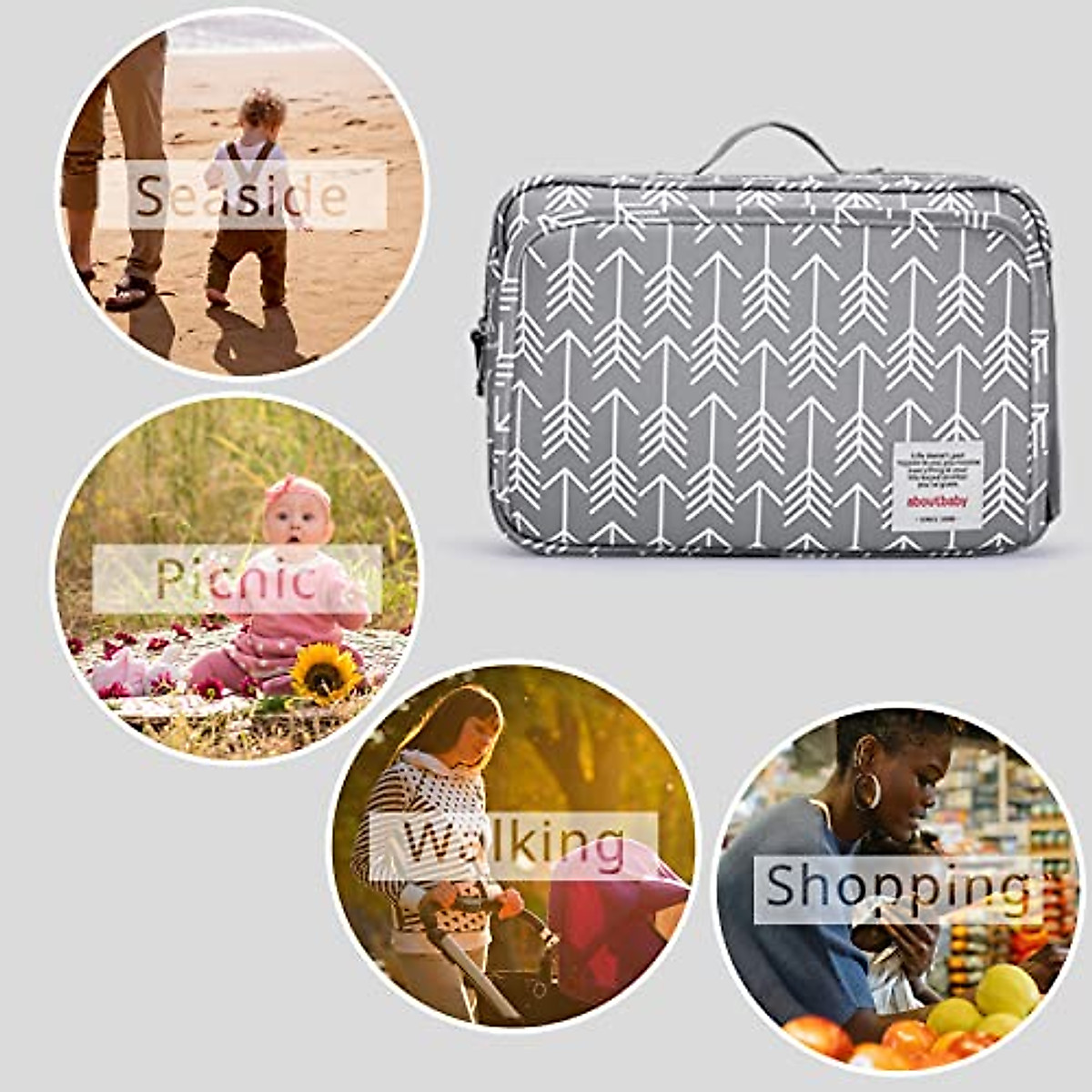 Universal Stroller Caddy Accessories All-in-One Baby Organizer with Insulated Pocket,Capacity for Diapers, Toys & Snacks, Dark Gray