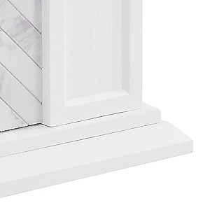 SEI Furniture Torlington Marble Tiled Touch Screen Electric 50" Fireplace w/Remote Control - White/Gray Marble