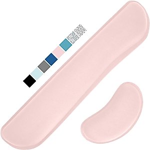 Gorilla Grip Silky Gel Memory Foam Wrist Rest for Computer Keyboard, Mouse, Ergonomic Design for Typing Pain Relief, Desk Pads Support Hand Arm Mousepad Rests, Stain Resistant, 2 Piece Pad, Light Pink