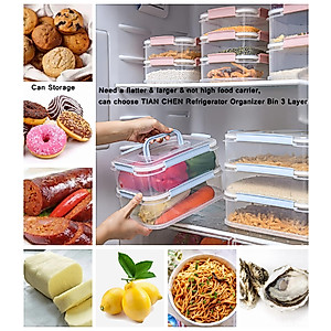 TIAN CHEN Airtight Food Storage Containers, Stackable Cookie Carriers with Handle, Leak Proof Leftover Bin, Medium BPA Free Plastic(Light Blue rectangle)
