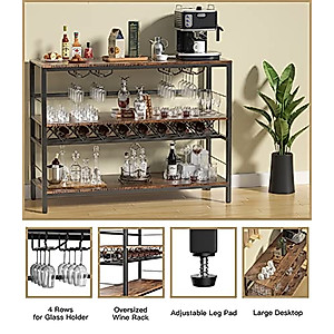 COZY EAGLE Coffee Bar Cart, Bar Carts for The Home, Mini Bar Cart, Coffee Bar Cabinet with Storage, Wine Rack, Mini Coffee Bar Table for Home, Kitchen, and Liquor Buffet Cabinet - 39.4 inch - Rustic