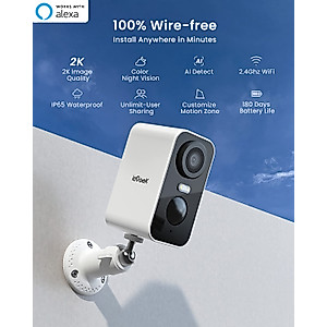 ieGeek Security Cameras Wireless Outdoor, 2K 3MP Battery Powered WiFi Security Camera 3 Pack, 2-Way Audio, Color Night Vision, AI Detection for Home Security, Compatible with Alexa
