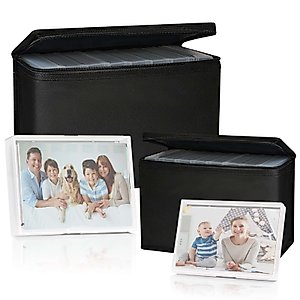 iBune Large 4x6 5x7 Photo Storage Box, 16 Inner Photo Cases Store up to 1800 Pictures, Photo Organizer with Zipper Cloth Bag, Cards Craft Keeper with Handle for Photo Cards Seed Storage, White
