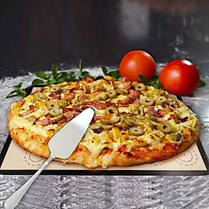 Silicone Baking Mat 3 Pieces, With 7.9 inch Pizza Spatula, Non-Stick Mat is Used to Make Baking Mats for Biscuits, Bread, Pizza, Macaroon and Various Pastries.