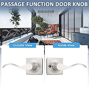 Mengico 2 Pack Door Lever Interior,Satin Nickel Door Handle Interior,Passage Door Handle Hallway Closet Door Lever,Reversible Drop Lever Handles